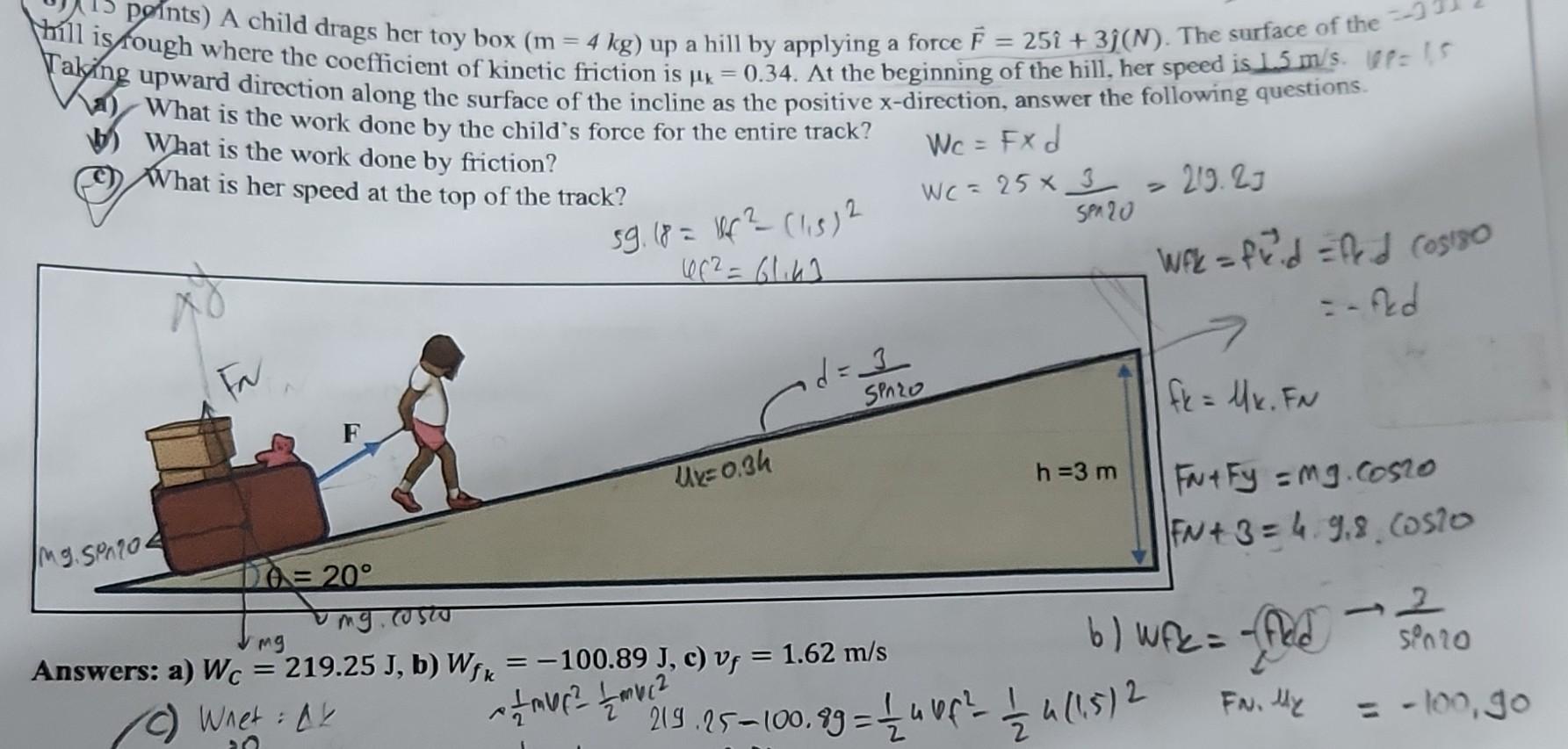 Solved Will is ponts) A child drags her toy box ( m=4 kg ) | Chegg.com
