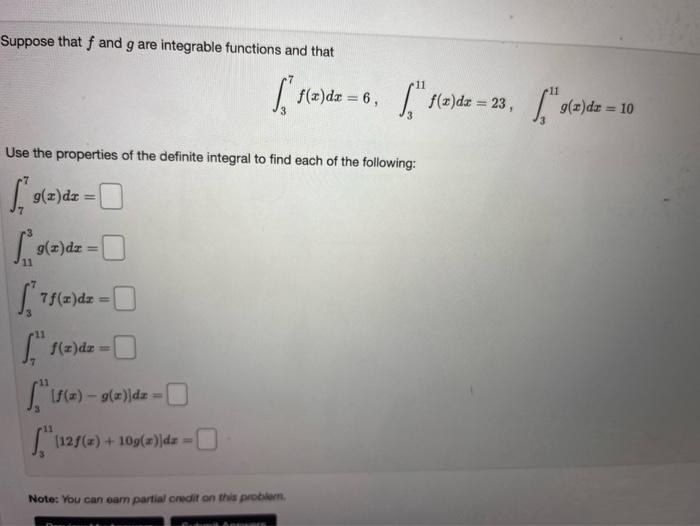 Solved Suppose that f and g are integrable functions and | Chegg.com