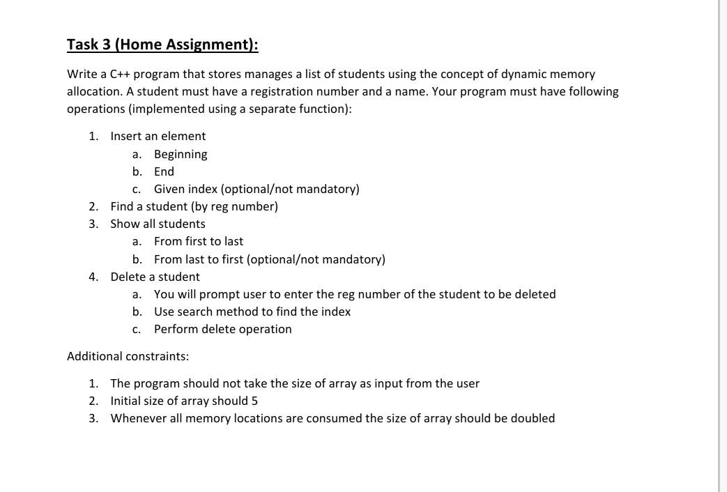 Solved Task 3 (Home Assignment): Write a C++ program that | Chegg.com