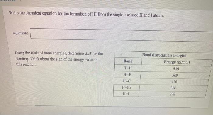 Solved Write the chemical equation for the formation of HI | Chegg.com