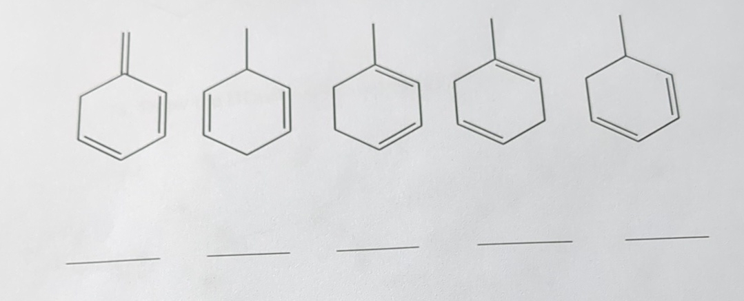 Solved rank the dienes from least to most stable. 1=most | Chegg.com
