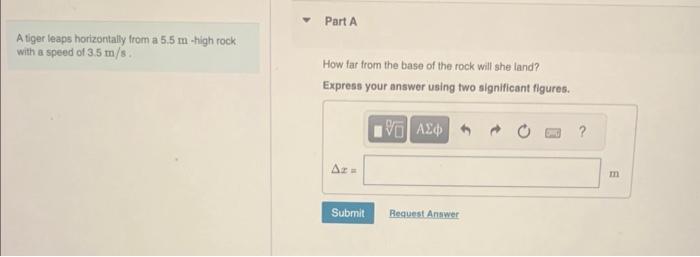 Solved A tiger leaps horizontally from a 5.5 m thigh rock | Chegg.com