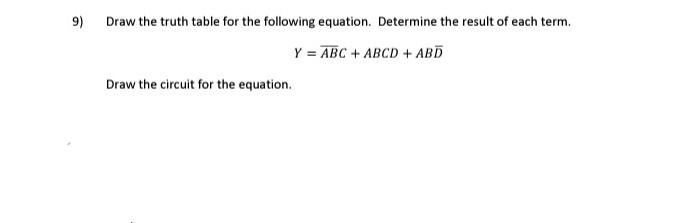 Solved Draw the truth table for the following equation. | Chegg.com