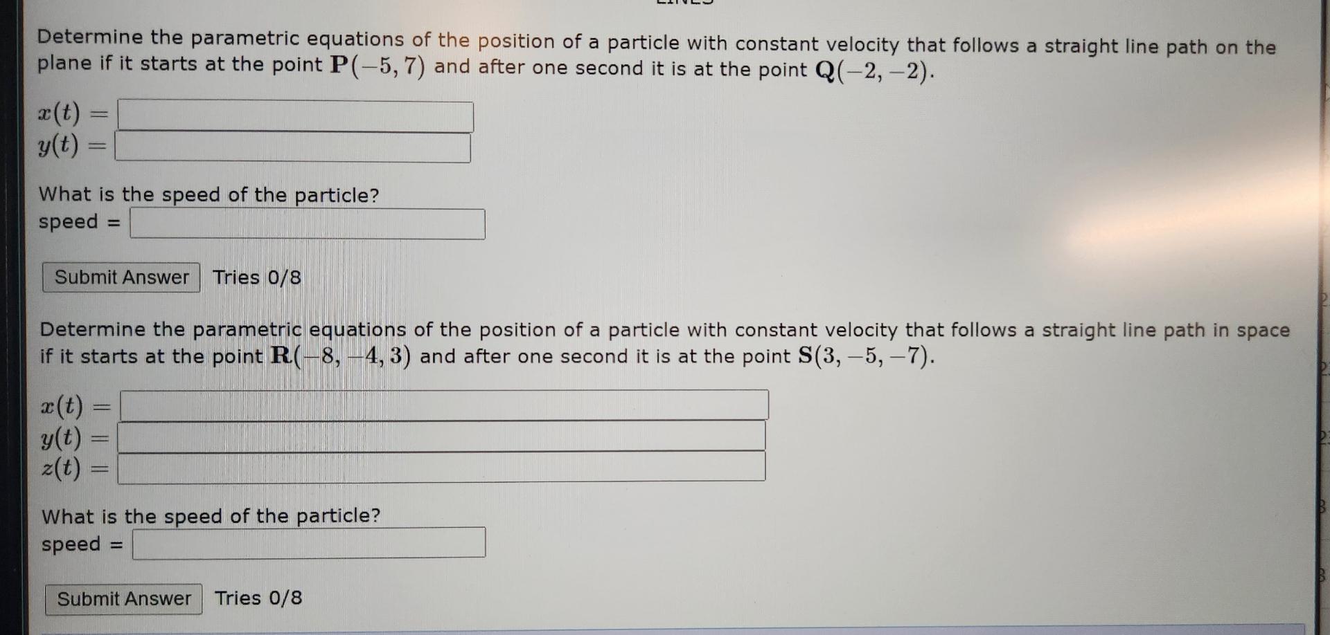 Solved Determine the parametric equations of the position of | Chegg.com