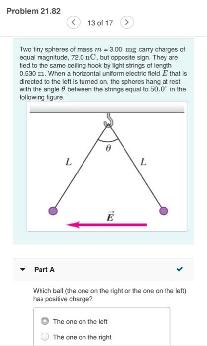 Solved Problem 21.82 Two tiny spheres of mass m | Chegg.com