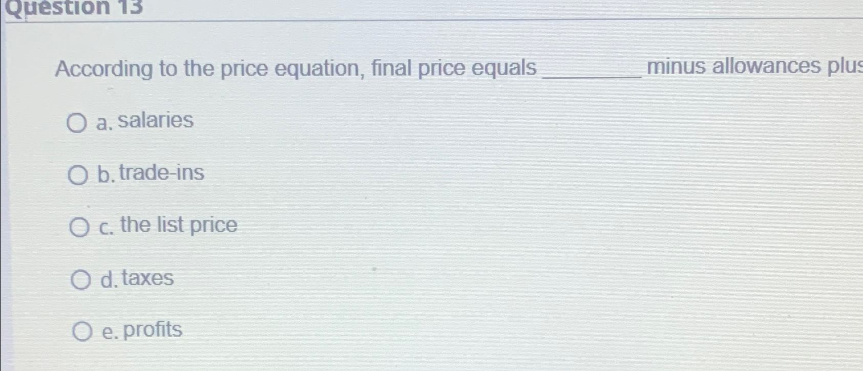 Solved According to the price equation, final price equals | Chegg.com