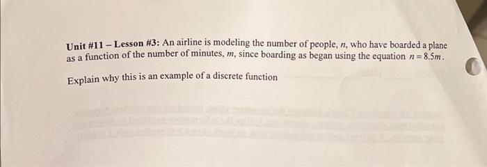 Solved Unit #11 - Lesson #3: An airline is modeling the | Chegg.com