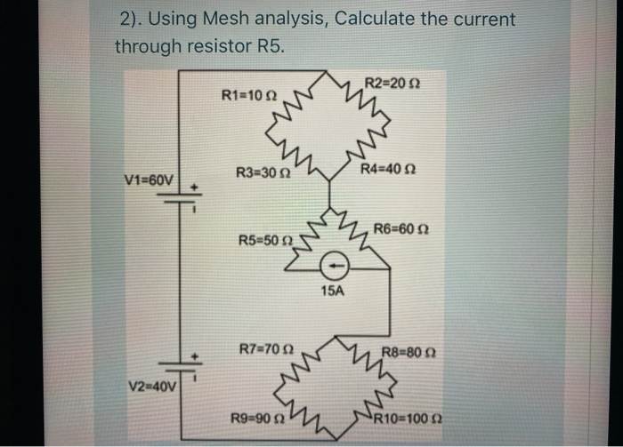 Solved 2). Using Mesh analysis, Calculate the current | Chegg.com