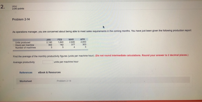 Solved 200 points Problem 2-14 As operations manager, you | Chegg.com