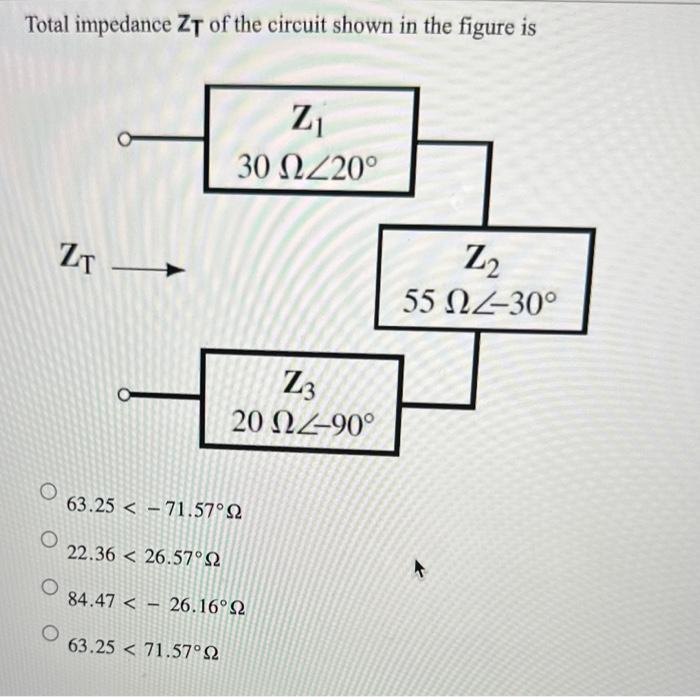 Solved Total impedance ZTT of the circuit shown in the | Chegg.com