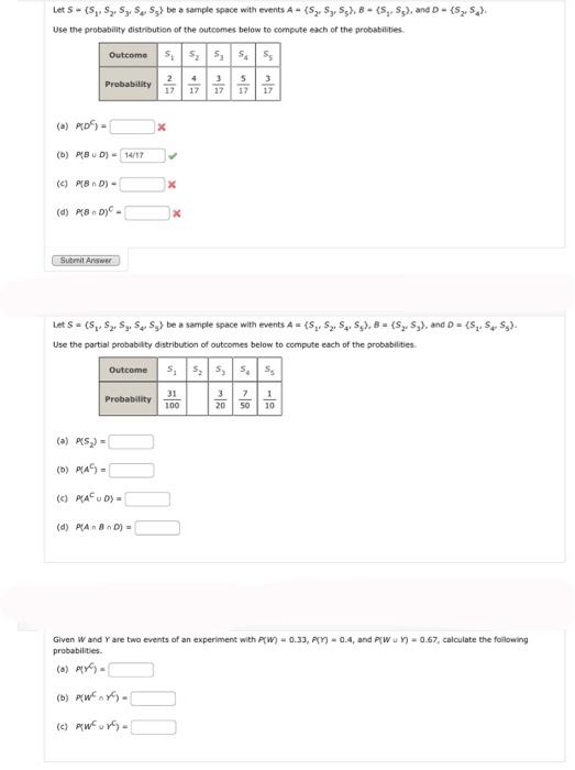 Solved Let s={S1,s2,s3,s4,s5} be a semple space with events | Chegg.com
