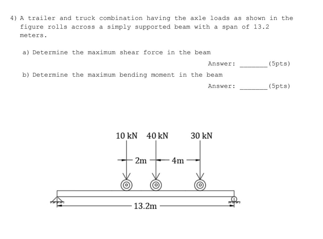 Solved 4) A trailer and truck combination having the axle | Chegg.com