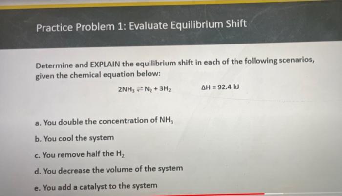 Solved Practice Problem 1: Evaluate Equilibrium Shift | Chegg.com