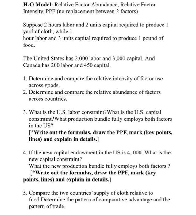 Solved H-O Model: Relative Factor Abundance, Relative Factor | Chegg.com
