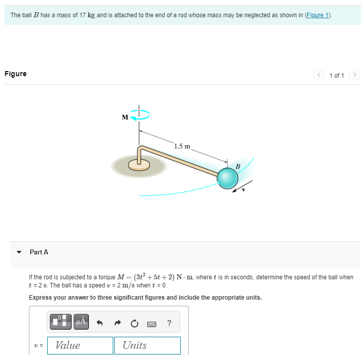 Solved The ball B ﻿has a mass of 17kg ﻿and is attached to | Chegg.com