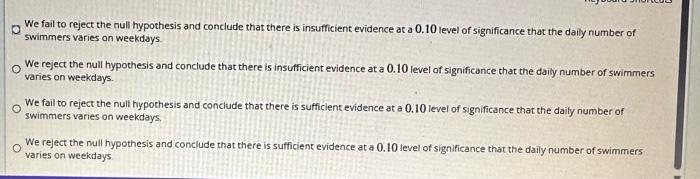 Solved We fail to reject the null hypothesis and conclude | Chegg.com