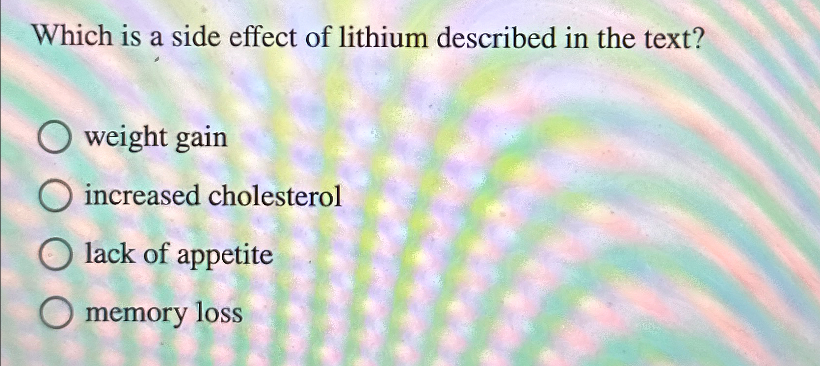 Solved Which is a side effect of lithium described in the | Chegg.com