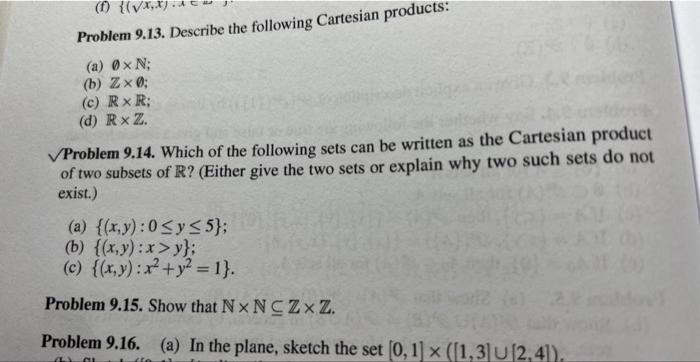 Solved Problem 9.13. Describe the following Cartesian | Chegg.com