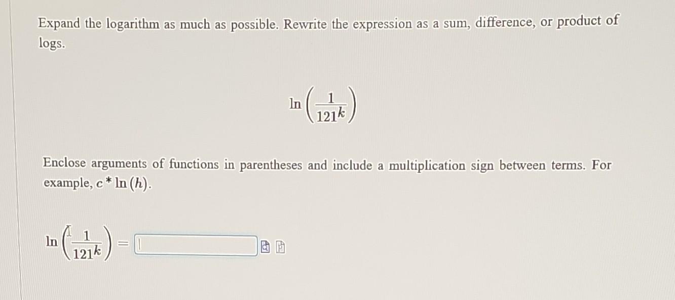 Solved Expand the logarithm as much as possible. Rewrite the | Chegg.com