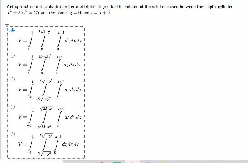 Solved Set up (but do not evaluate) an iterated triple | Chegg.com