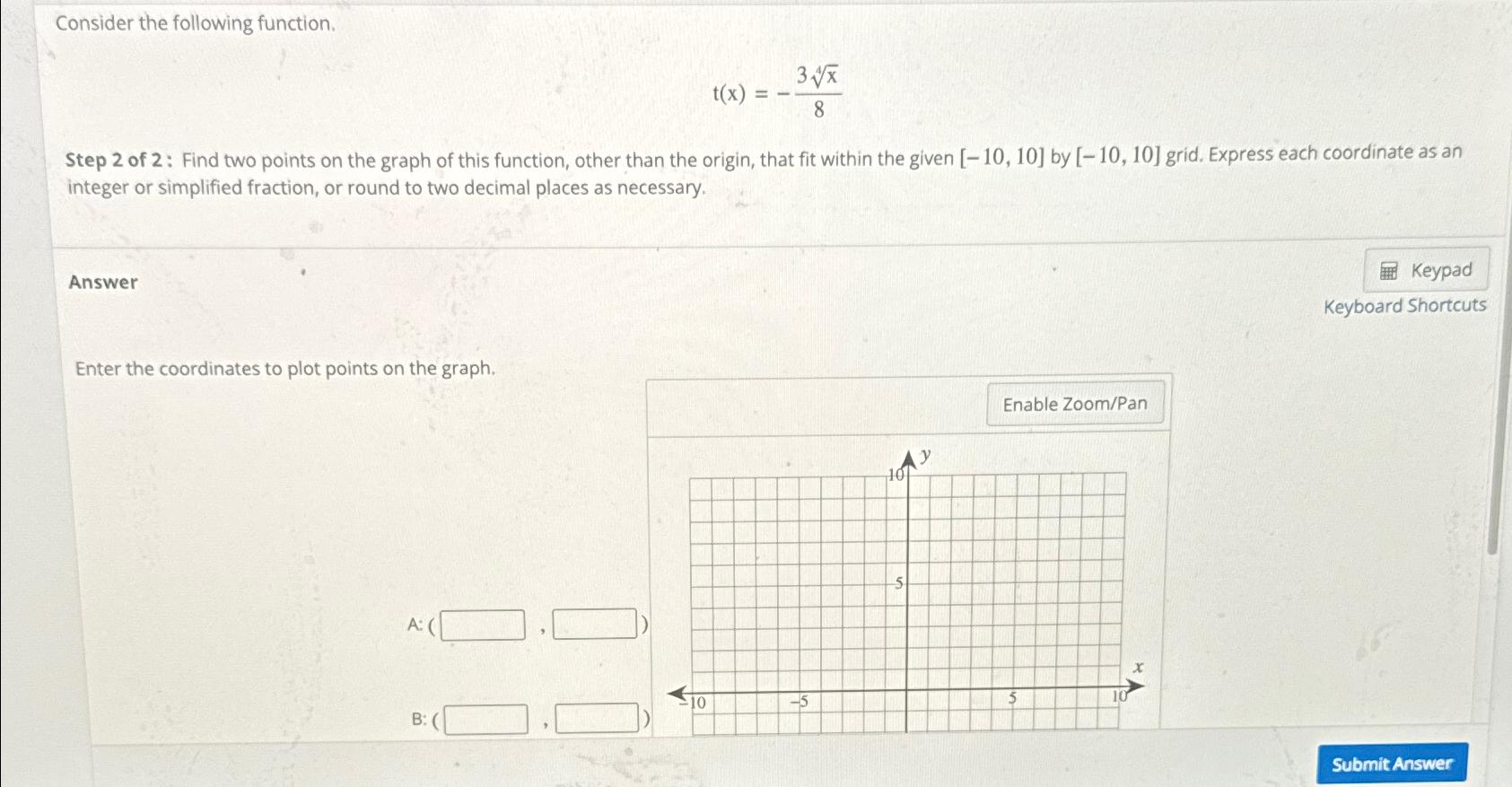 Solved Consider the following function.t(x)=-3x48Step 2 ﻿of | Chegg.com