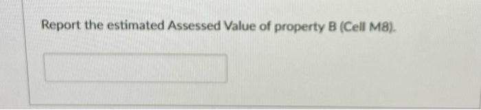 Solved Report the estimated Assessed Value of property B | Chegg.com