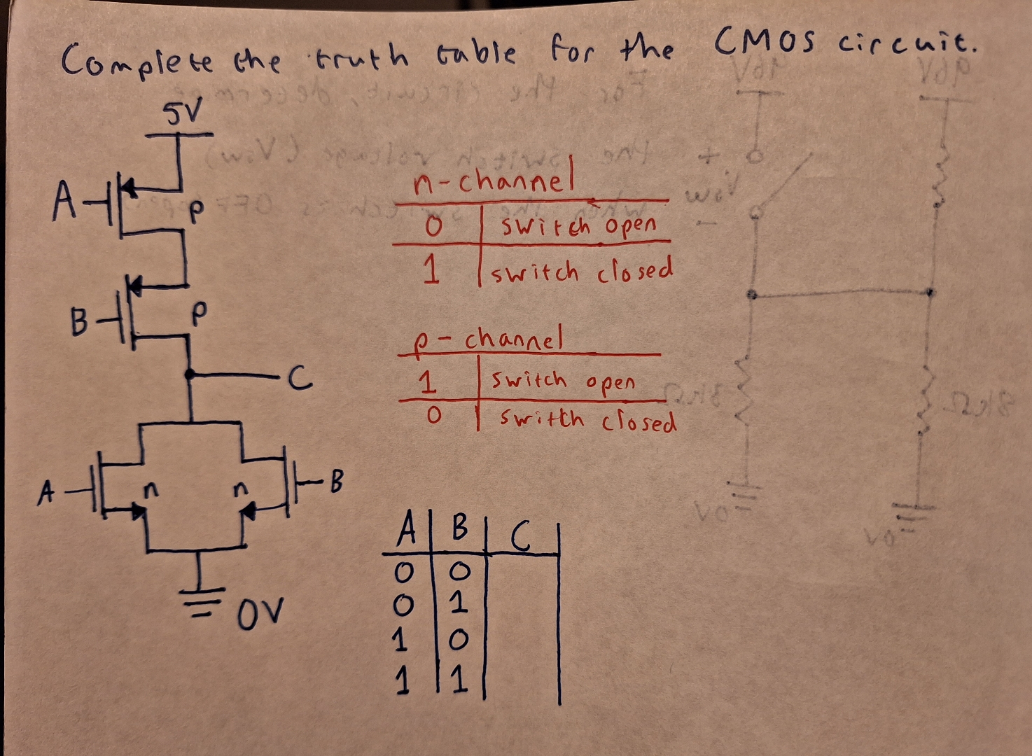 Solved Complete the truth table for the CMOS circuit. | Chegg.com