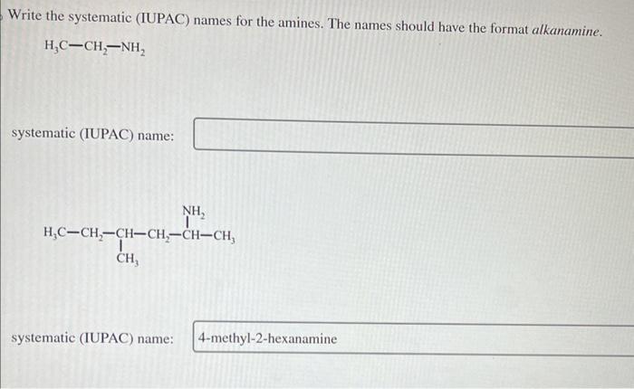 Solved Write the systematic (IUPAC) names for the amines. | Chegg.com