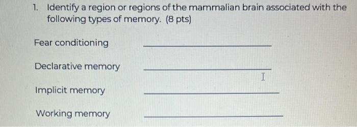 Solved 1. Identify a region or regions of the mammalian | Chegg.com