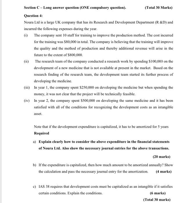 Solved Section C-Long answer question (ONE compulsory | Chegg.com