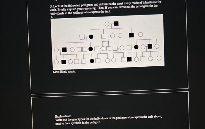 Solved 5. Look at the following pedigrees and determine the | Chegg.com