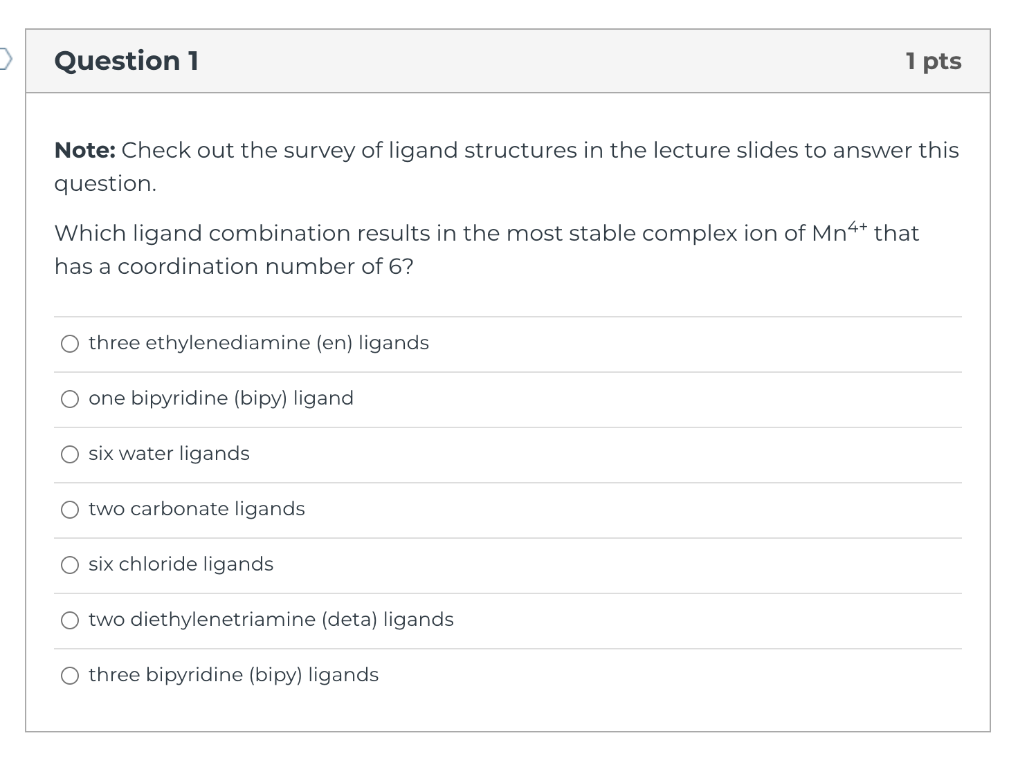 Solved Question 1Note: Check out the survey of ligand | Chegg.com Solved Question 1Note: Check out the survey of ligand | Chegg.com