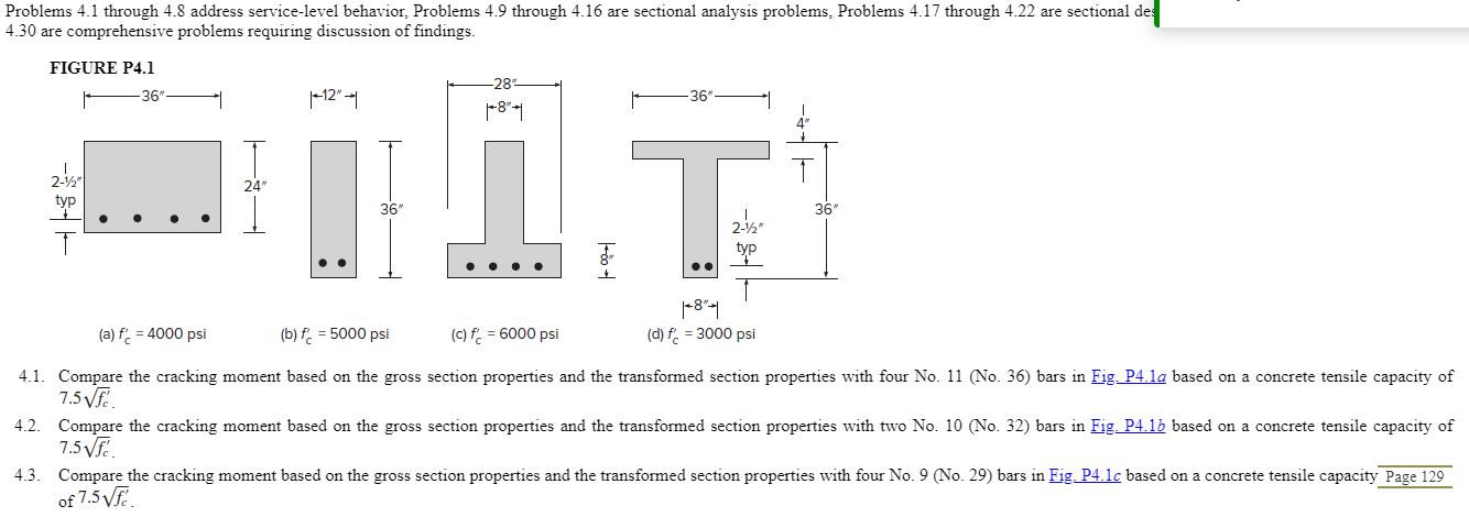 Solved 4.12.Determine the nominal moment capacity of the | Chegg.com