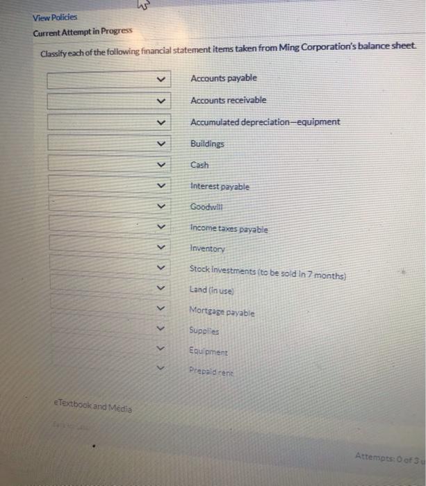 Solved View Policies Current Attempt in Progress Classify | Chegg.com