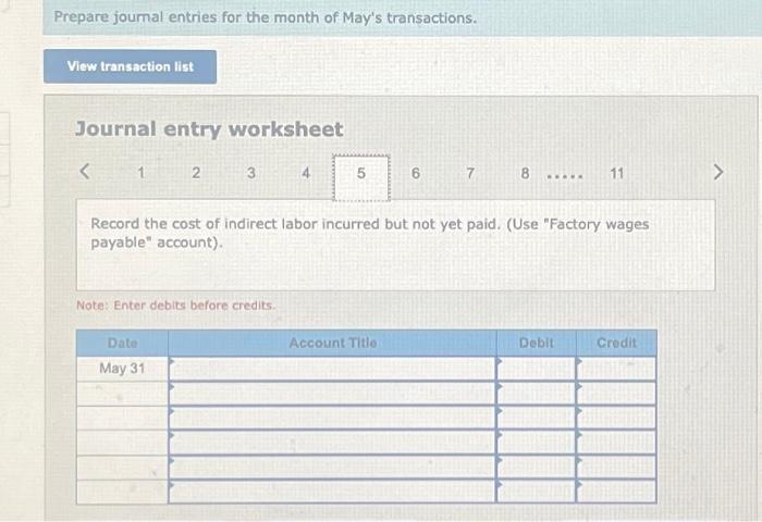 Solved Prepare joumal entries for the month of May's | Chegg.com
