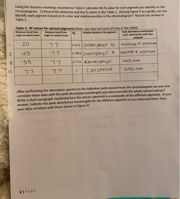 Solved Using the distance markings recorded on Table 2 | Chegg.com