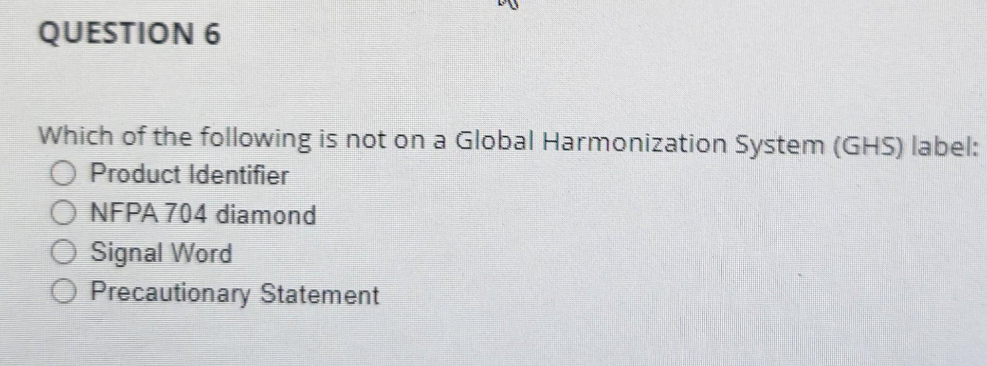 Solved A 1 on a GHS product label indicates what severity | Chegg.com