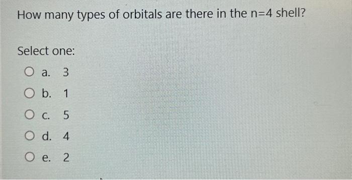 Solved How many types of orbitals are there in the n=4 | Chegg.com