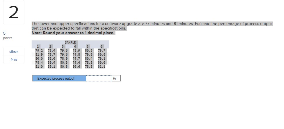 Solved The lower and upper specifications for a software | Chegg.com