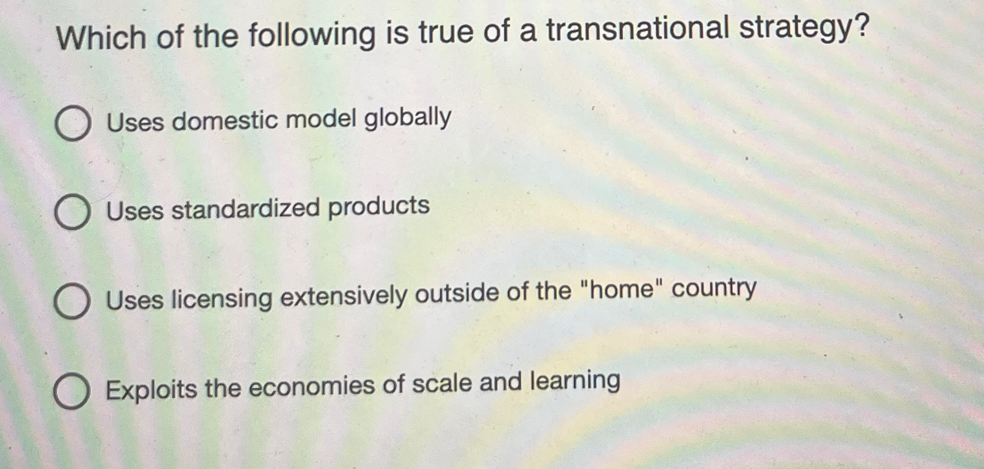 Solved Which of the following is true of a transnational | Chegg.com