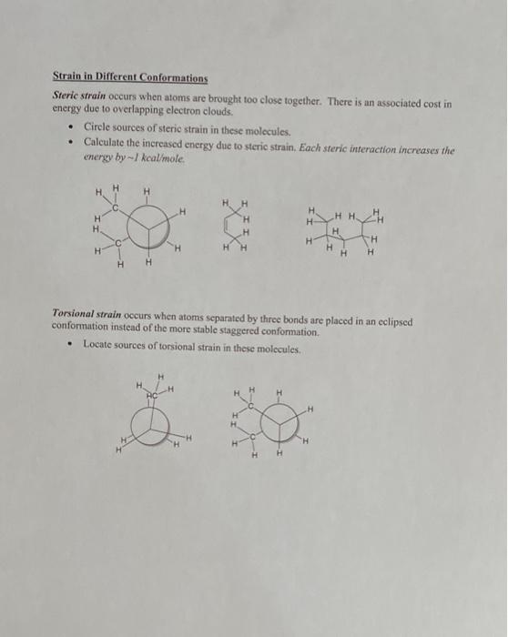 Solved Strain in Different Conformations Steric strain | Chegg.com