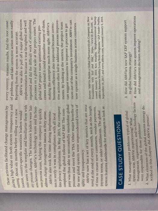 Solved INTERACTIVE SESSION MANAGEMENT AbbVie Builds a Global | Chegg.com