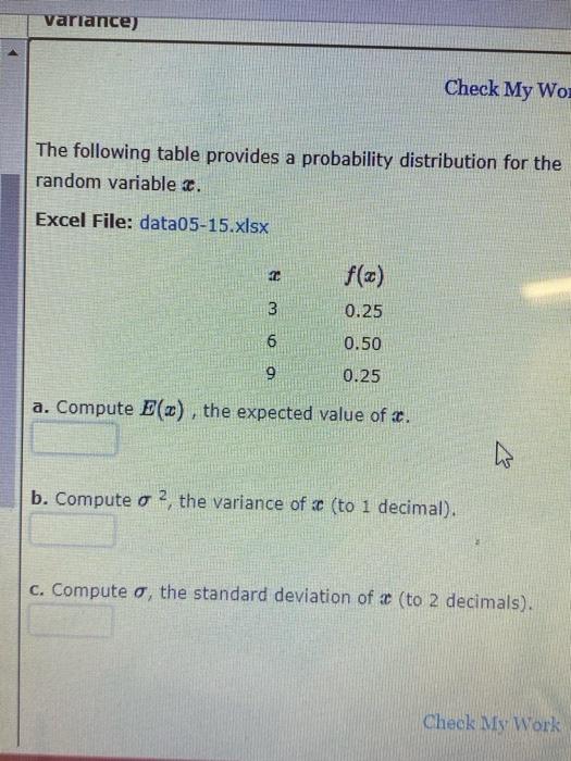 Solved The following table provides a probability | Chegg.com