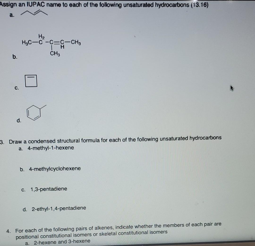 Solved Assign an IUPAC name to each of the following | Chegg.com