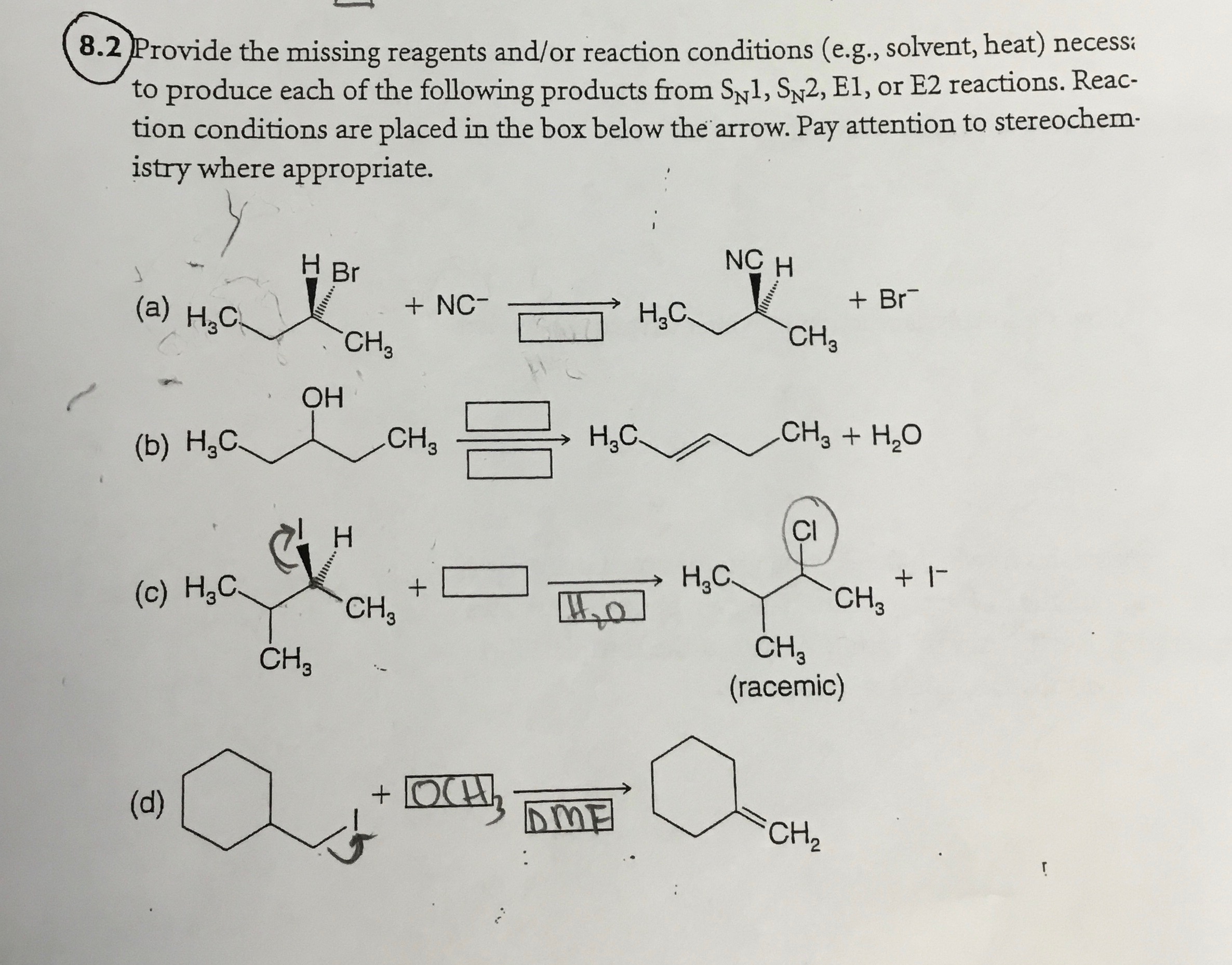 Solved 8.2 ﻿Provide the missing reagents and/or reaction | Chegg.com