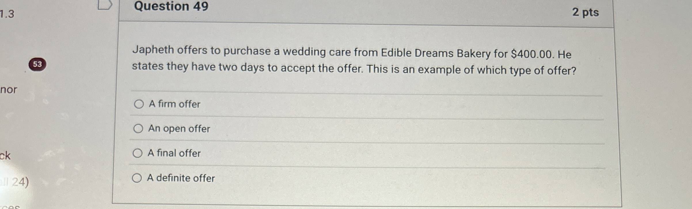 Solved 1.3Question 492 ﻿pts53Japheth offers to purchase a | Chegg.com