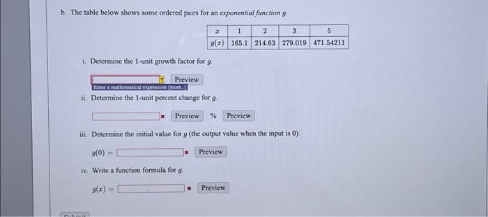 Solved B The Table Below Shows Some Ordered Pairs For An