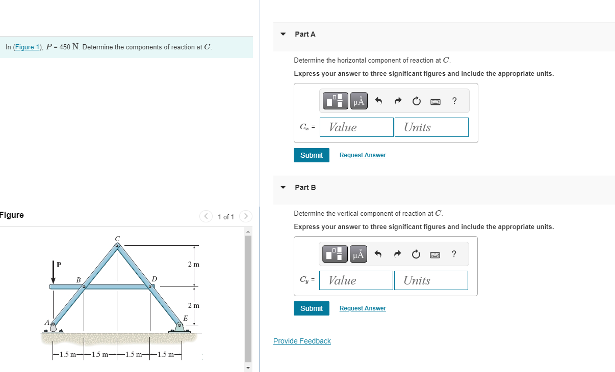 Solved In (Figure 1), P=450N. ﻿Determine the components of | Chegg.com