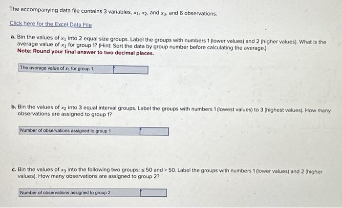Solved The accompanying data file contains 3 variables, | Chegg.com