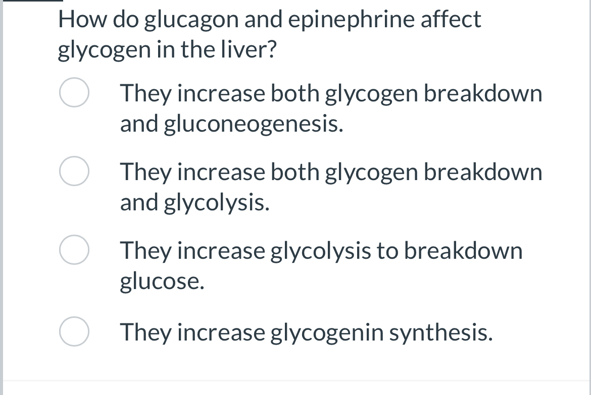 Solved How do glucagon and epinephrine affect glycogen in | Chegg.com
